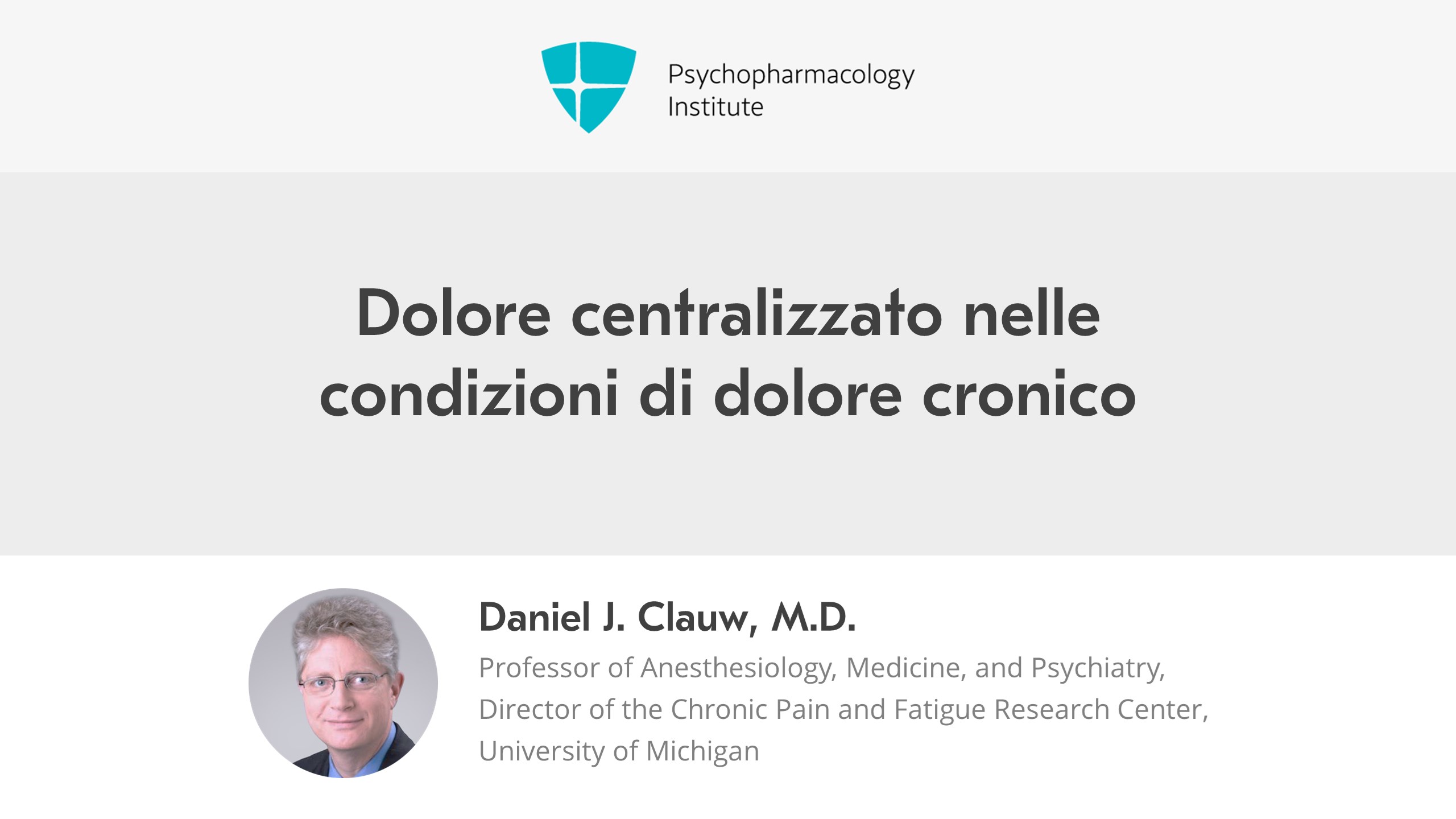Dolore centralizzato in condizioni di dolore cronico ...